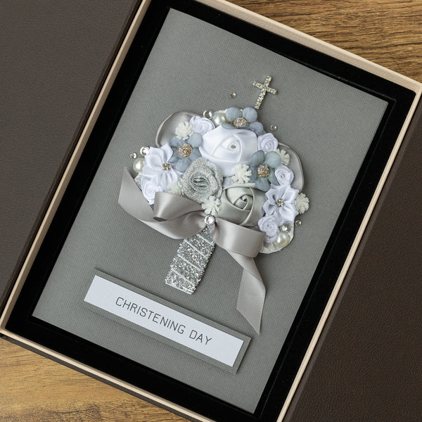 Personalised Boxed Handmade Christening Card - Christening Bouquet