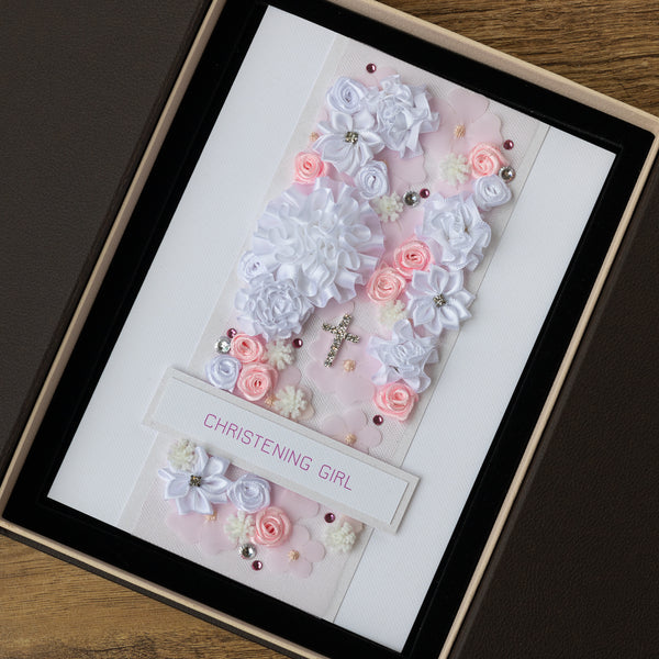 A5 Boxed Handmade Christening Card 'Christening Girl'