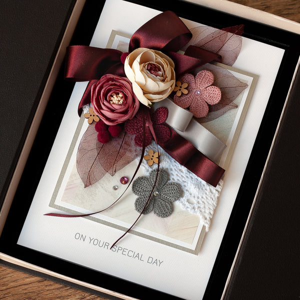 Luxury Boxed Handmade Card 'Elegance' - For Birthday, Mother's Day, etc